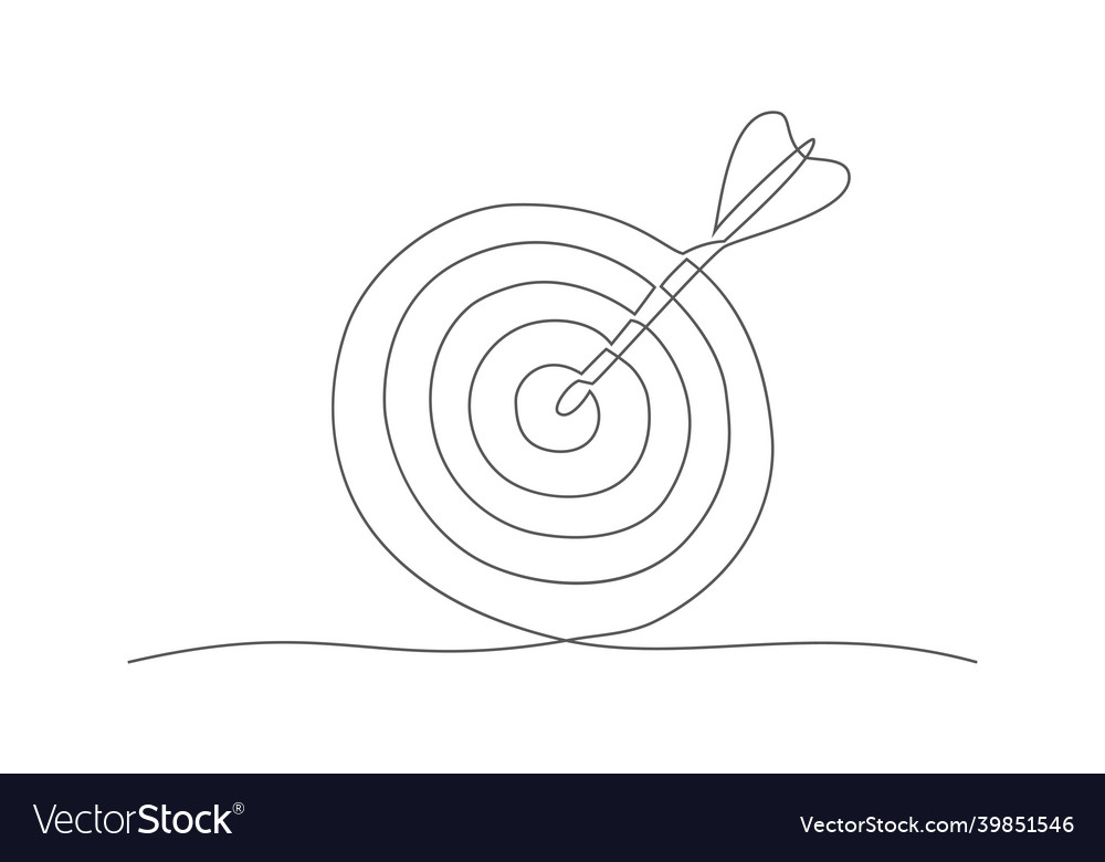 Target one line drawing Royalty Free Vector Image