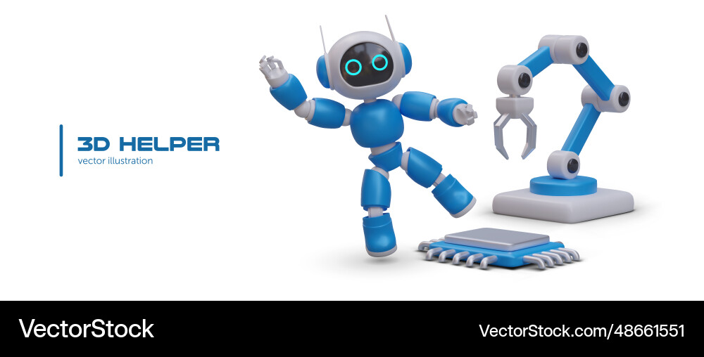 3d realistic robot mechanical hand industrial Vector Image