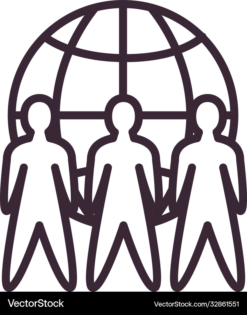 Avatars with global sphere line style icon Vector Image