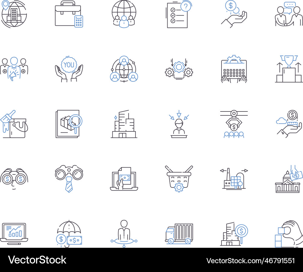 Business structure line icons collection Vector Image
