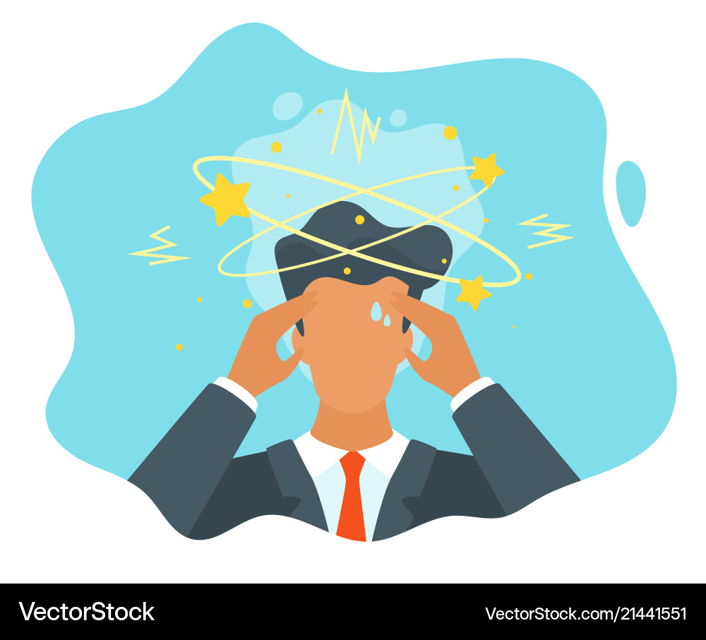 Businessman having trouble with thinking Vector Image
