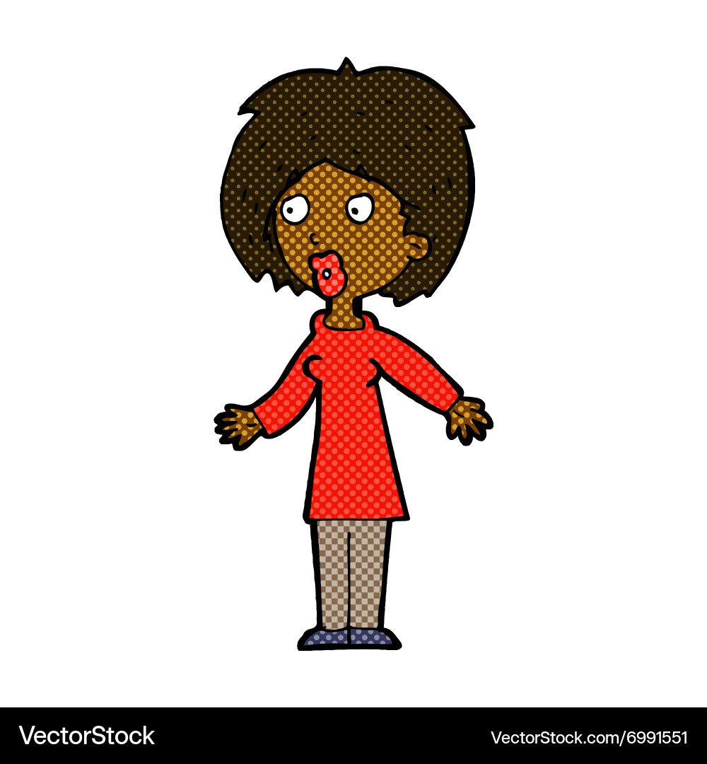 Comic cartoon surprised woman Royalty Free Vector Image