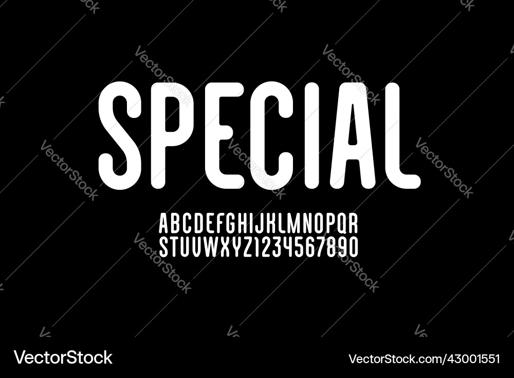 Condensed white font rounded high alphabet Vector Image