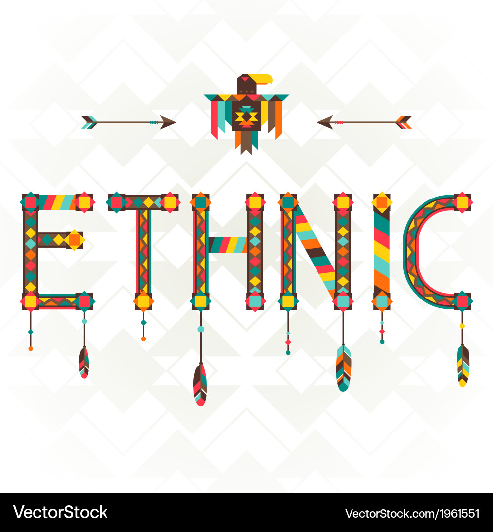 Ethnic design word with ornament Royalty Free Vector Image