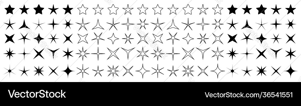 Icons sparkle stars set twinkle Royalty Free Vector Image