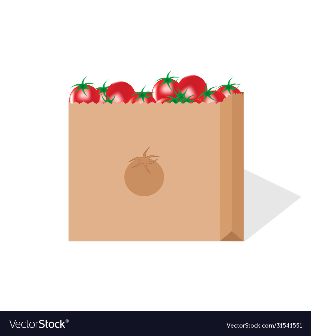 Image delivery paper package tomatoes Royalty Free Vector