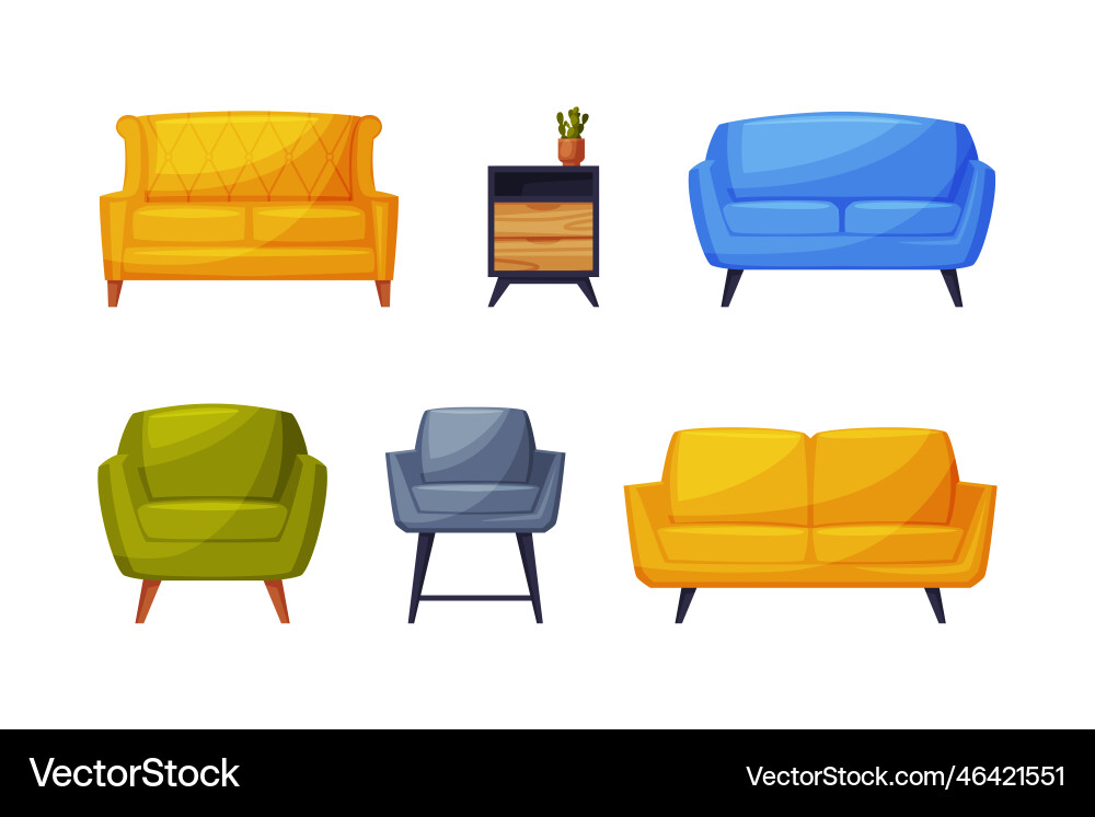 Modern room interior items with sofa armchair Vector Image
