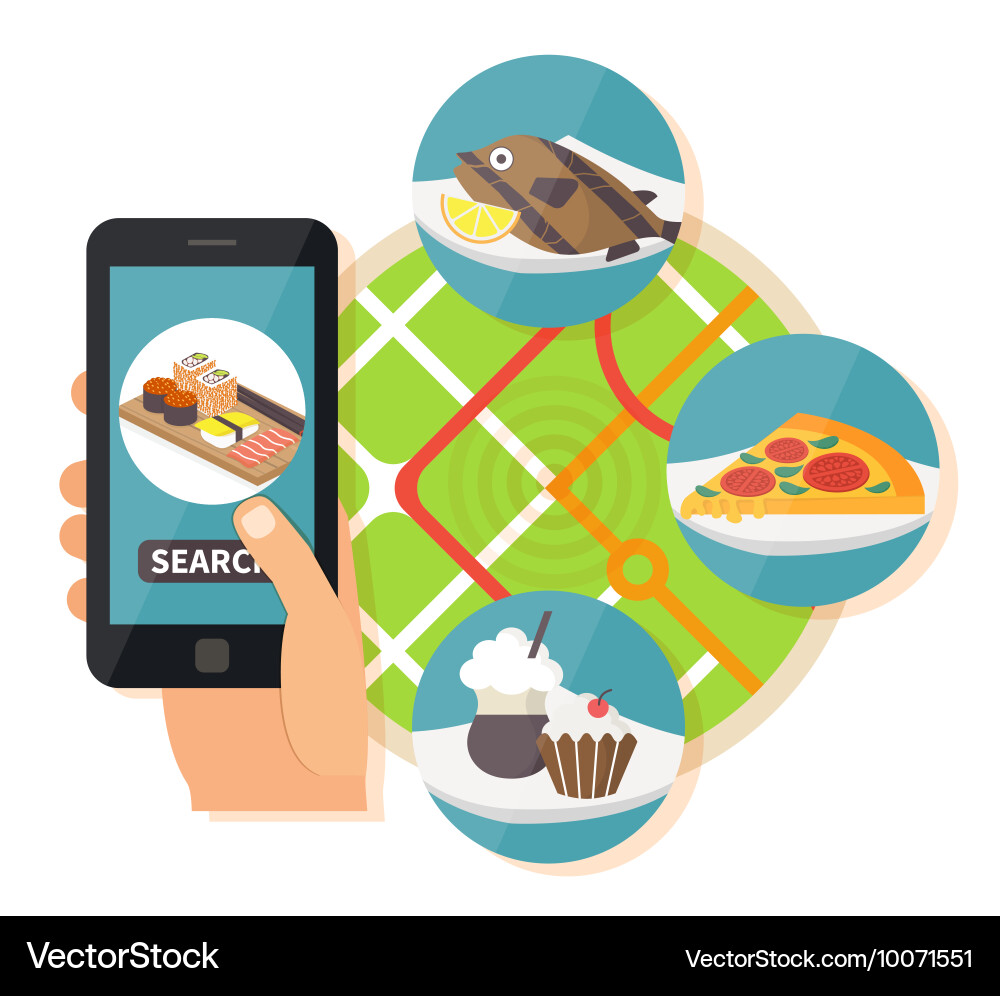 Online food search Royalty Free Vector Image - VectorStock