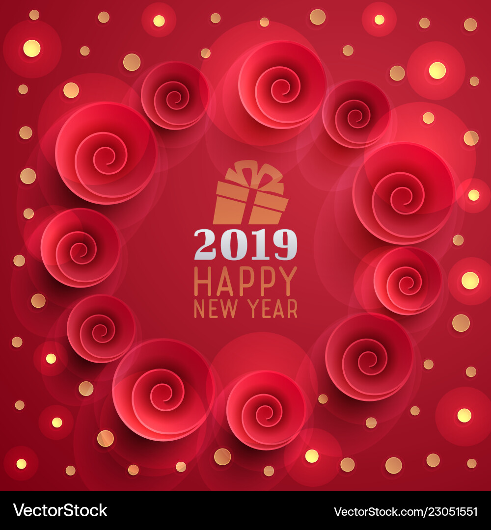 Red spiral twisted paper circles with gold Vector Image