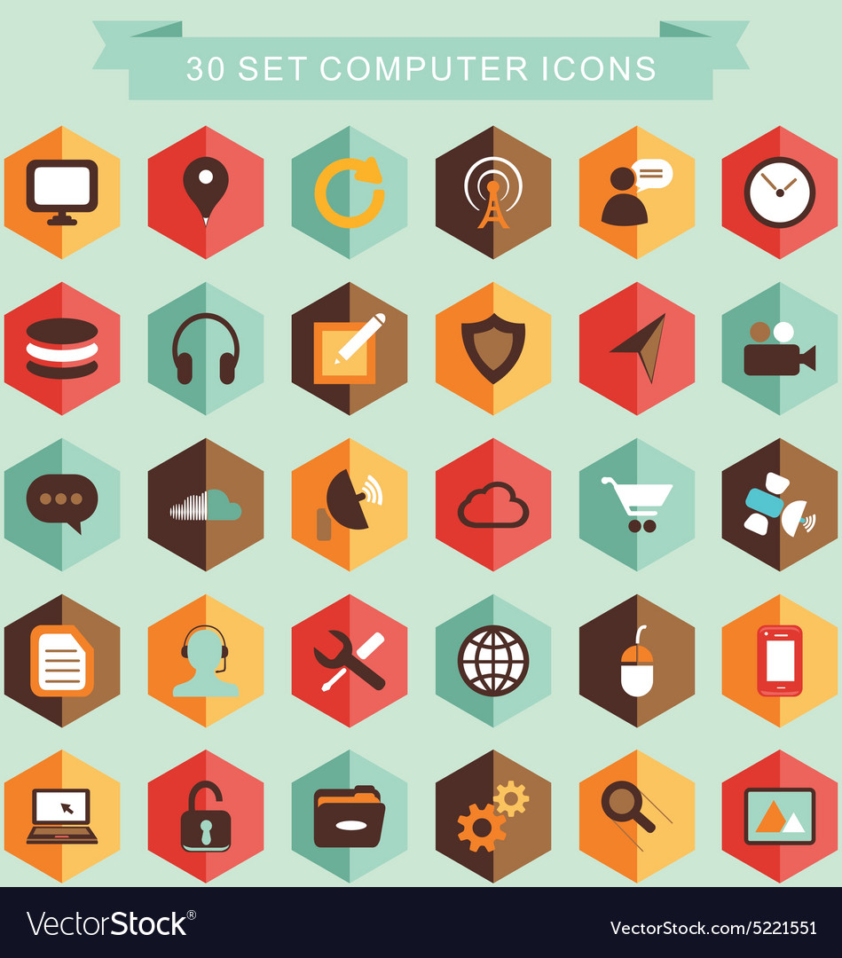 Set computer icons Royalty Free Vector Image - VectorStock