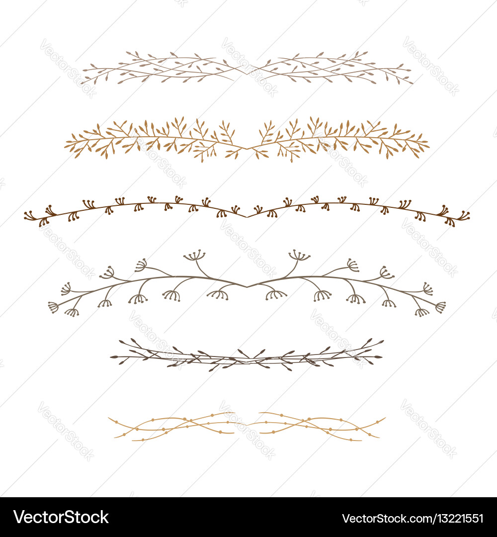 Set of decorative doodle branches Royalty Free Vector Image