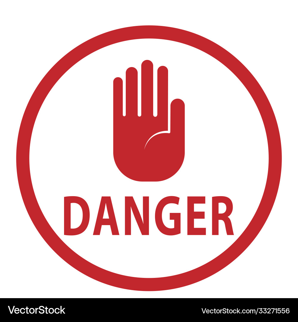 A round sign with an open palm raised Royalty Free Vector