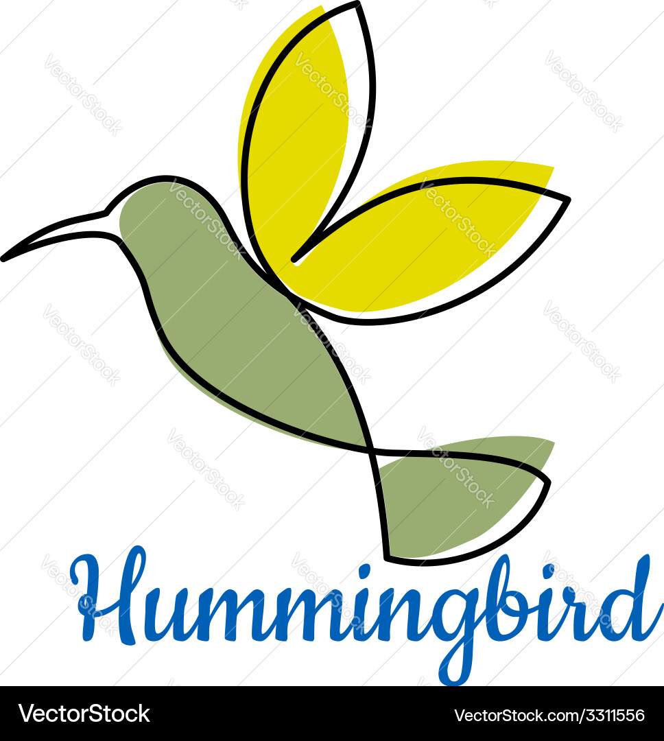 Abstract outline hummingbird symbol Royalty Free Vector