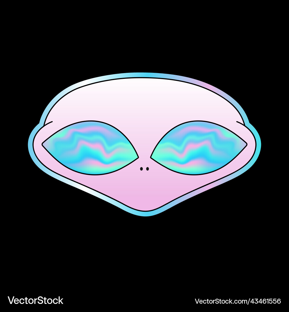 Alien head with holographic gradient eyes for t Vector Image
