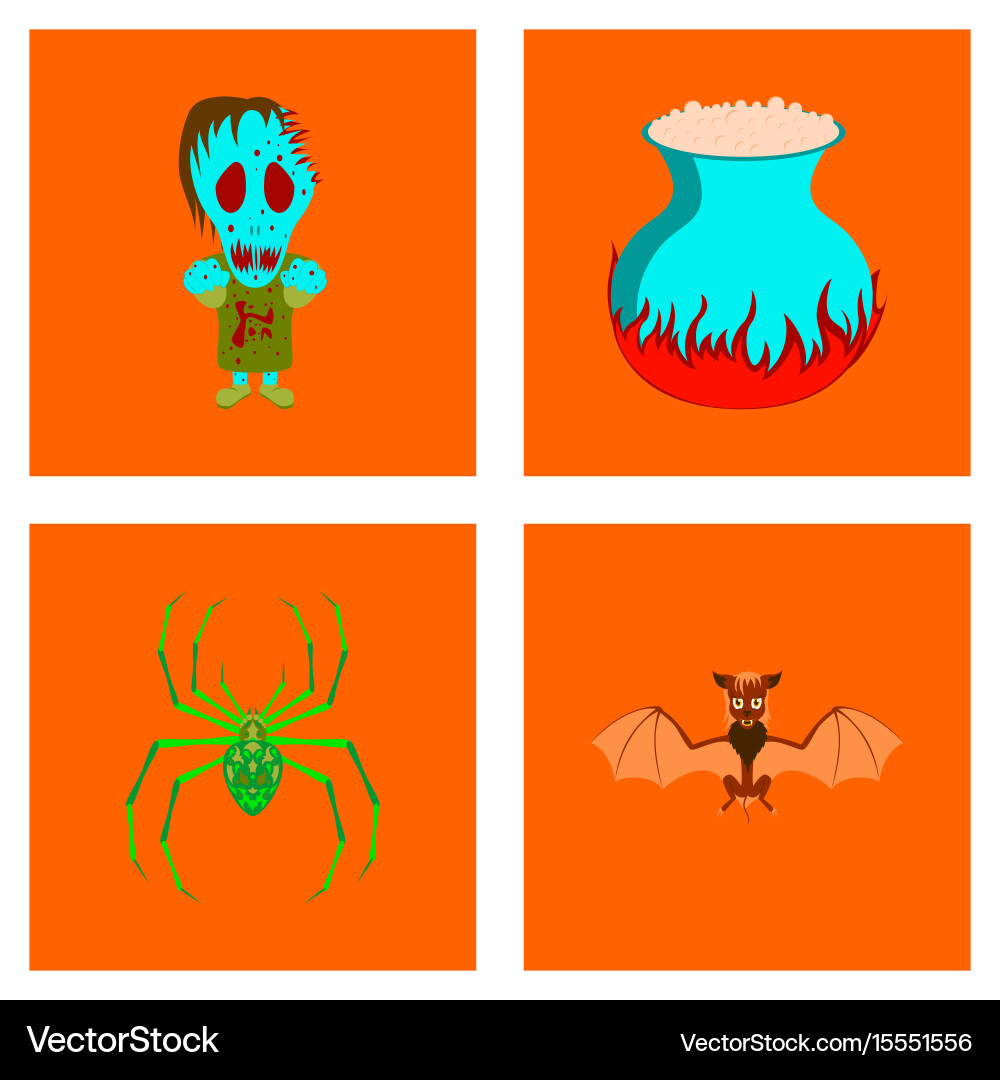 Assembly flat halloween monster book Royalty Free Vector