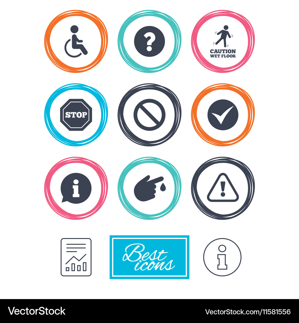 Attention caution icons information signs Vector Image