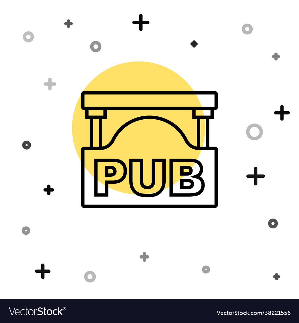 Black line street signboard with inscription pub Vector Image Black line street signboard with inscription pub Vector Image