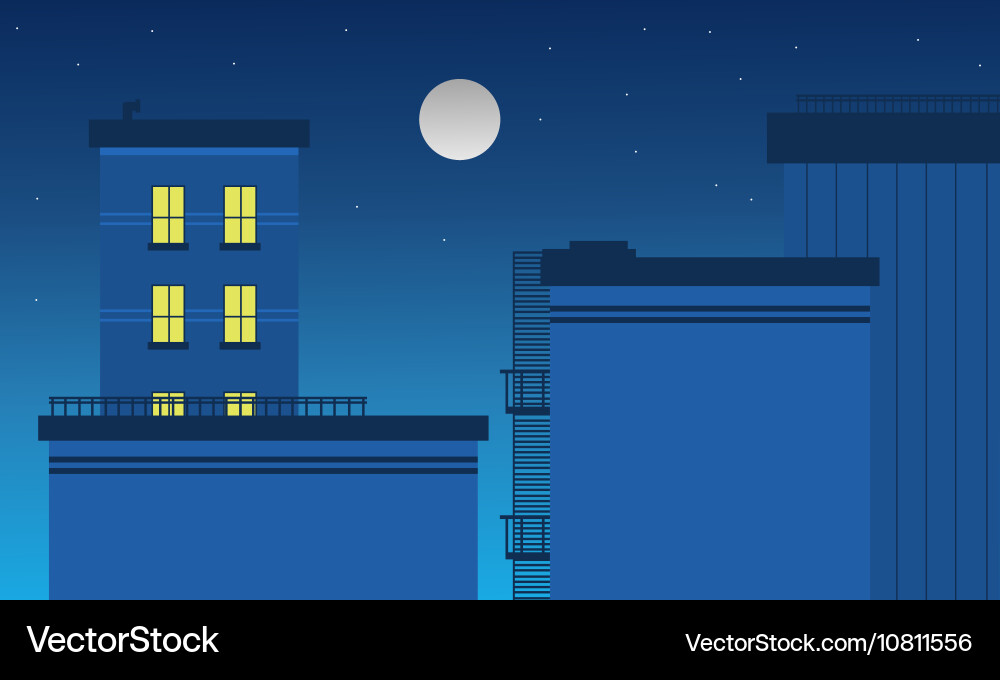Building landscape at night art Royalty Free Vector Image