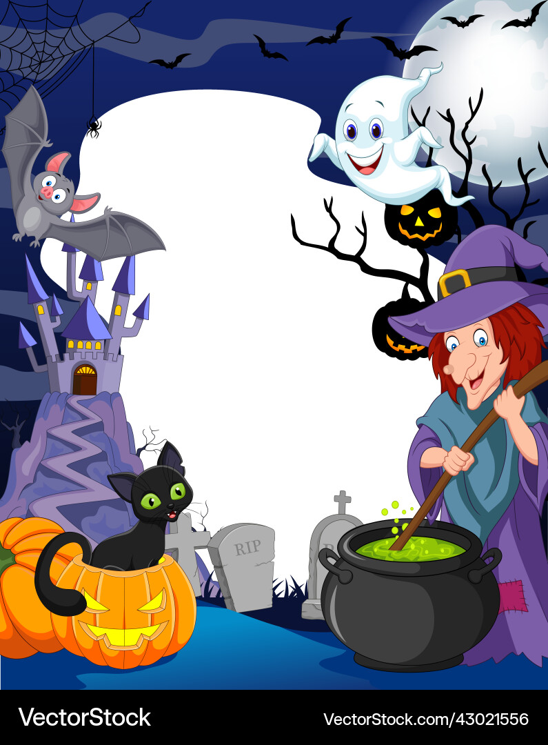 Cartoon halloween background with blank space Vector Image