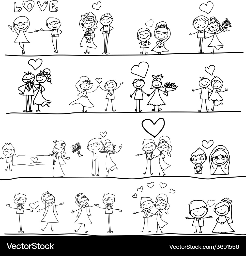 Cartoon hand-drawn love Royalty Free Vector Image