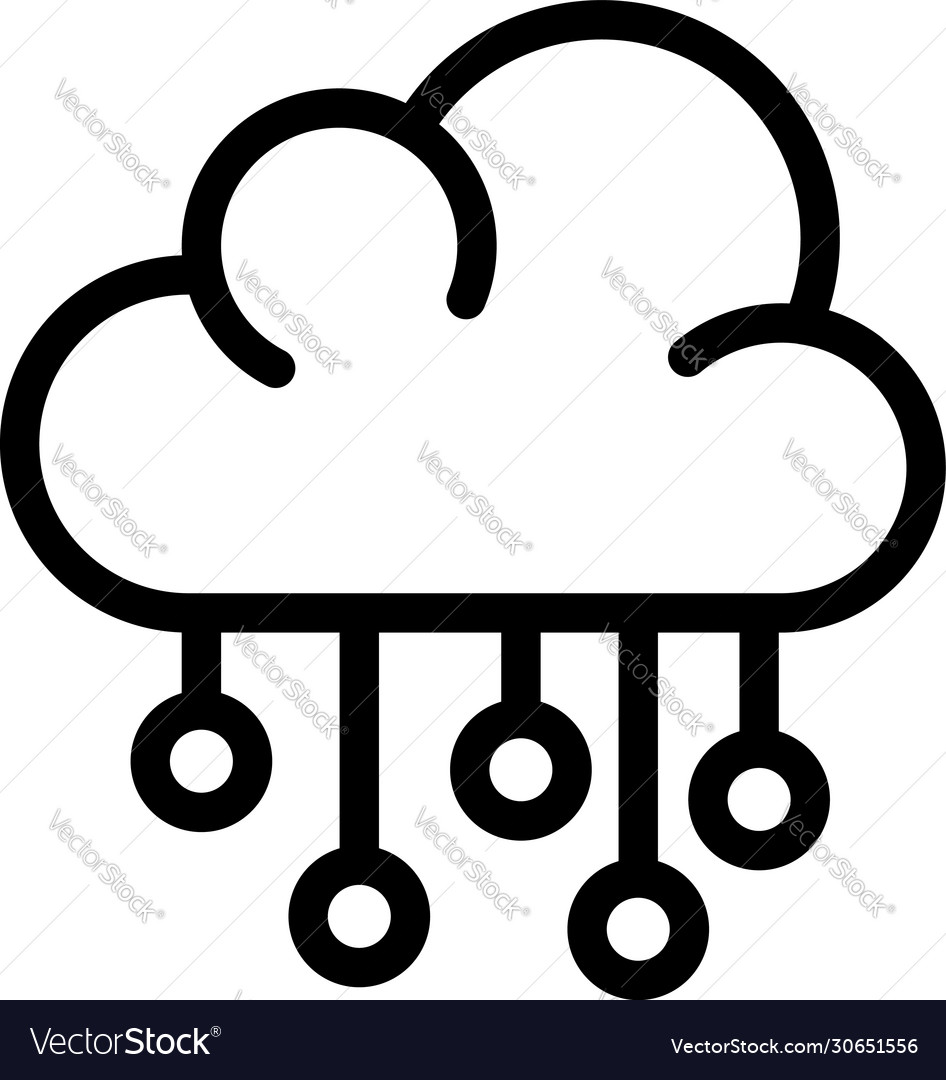 Digital cloud data icon outline style Royalty Free Vector