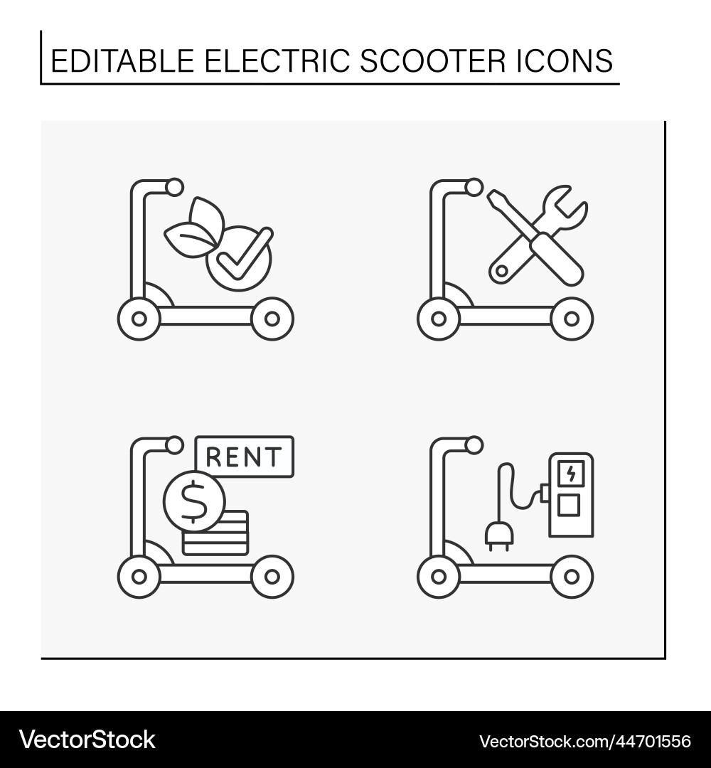 Electric scooter line icons set Royalty Free Vector Image