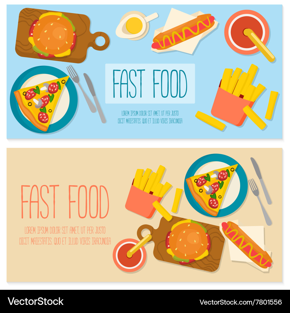 Flat design banner with fast food Royalty Free Vector Image