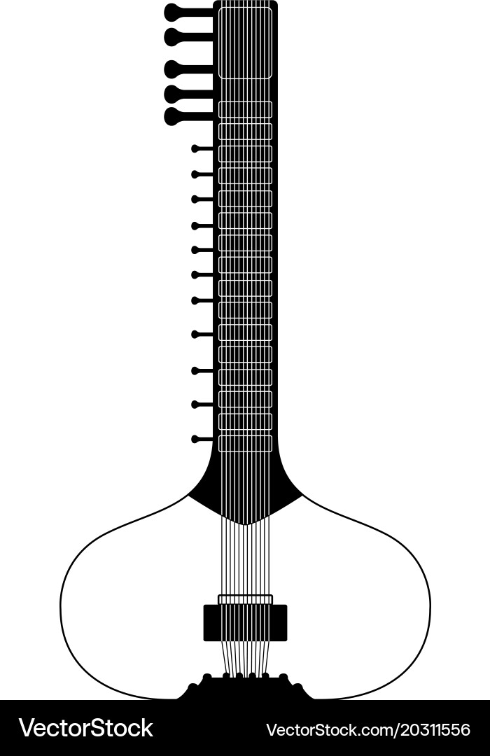 Isolated sitar icon musical instrument Royalty Free Vector