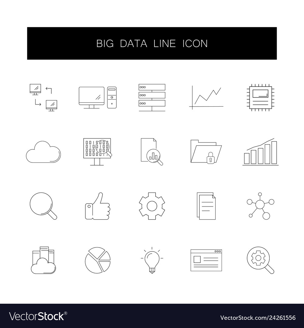 Line icons set big data pack Royalty Free Vector Image