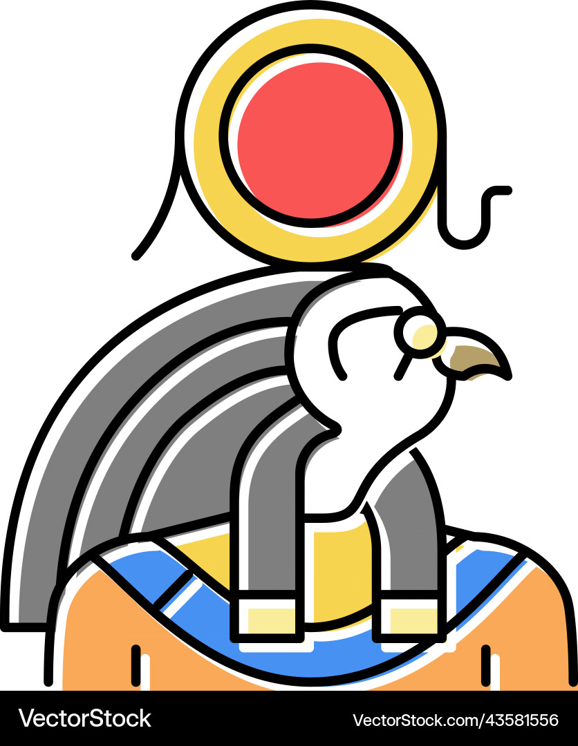 Ra egypt god color icon Royalty Free Vector Image