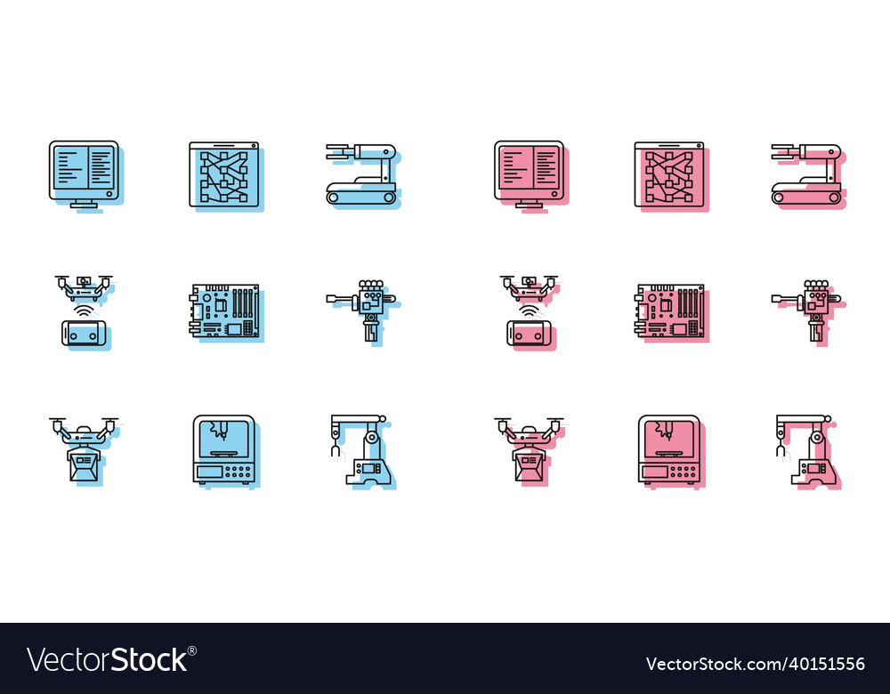 Set line drone delivery concept electronic Vector Image Set line drone delivery concept electronic Vector Image