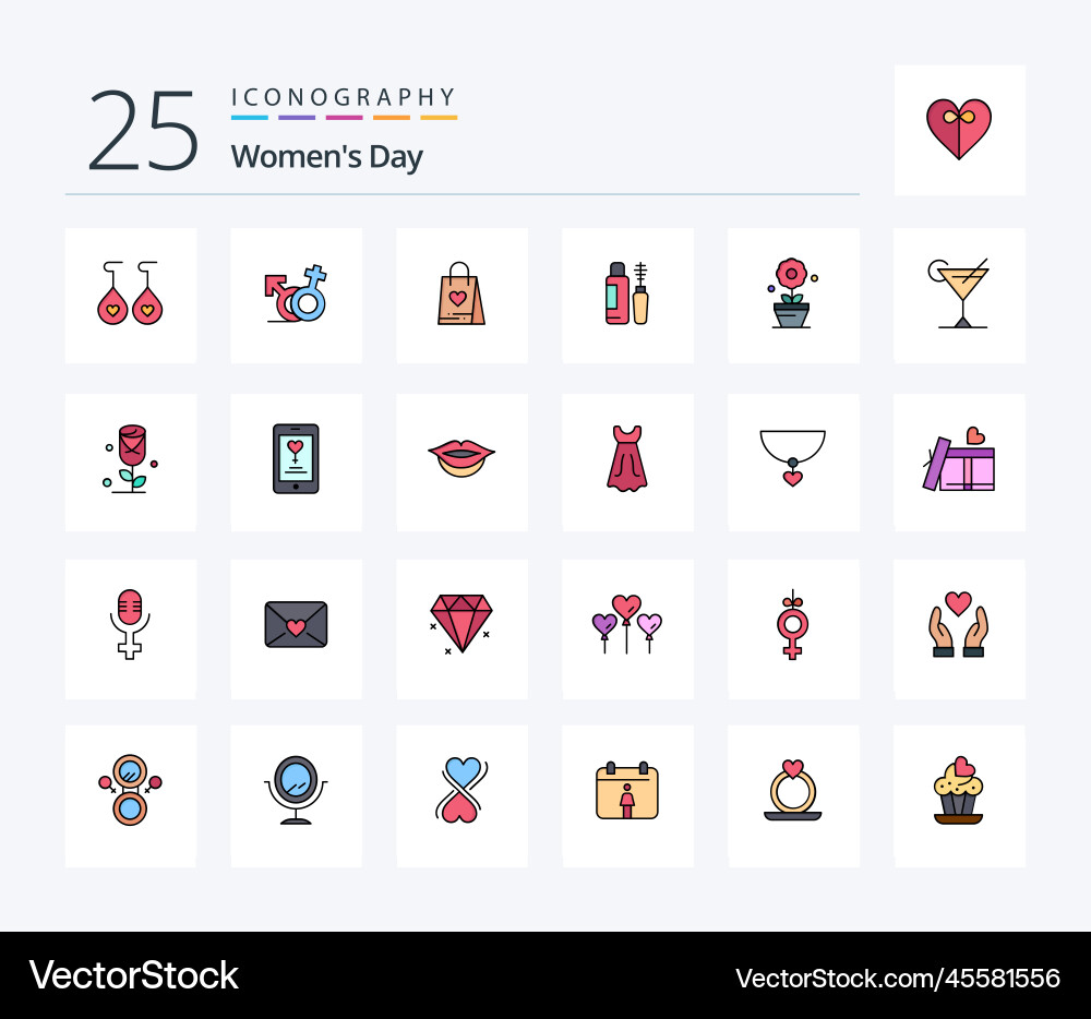 Womens day 25 line filled icon pack including Vector Image