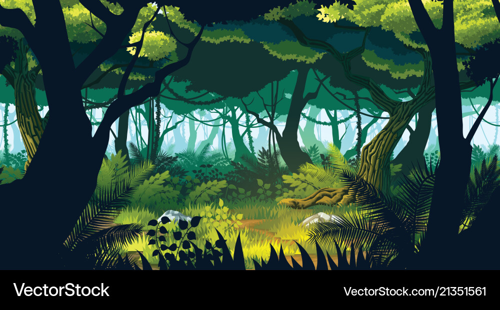 Background landscape with deep jungle Royalty Free Vector