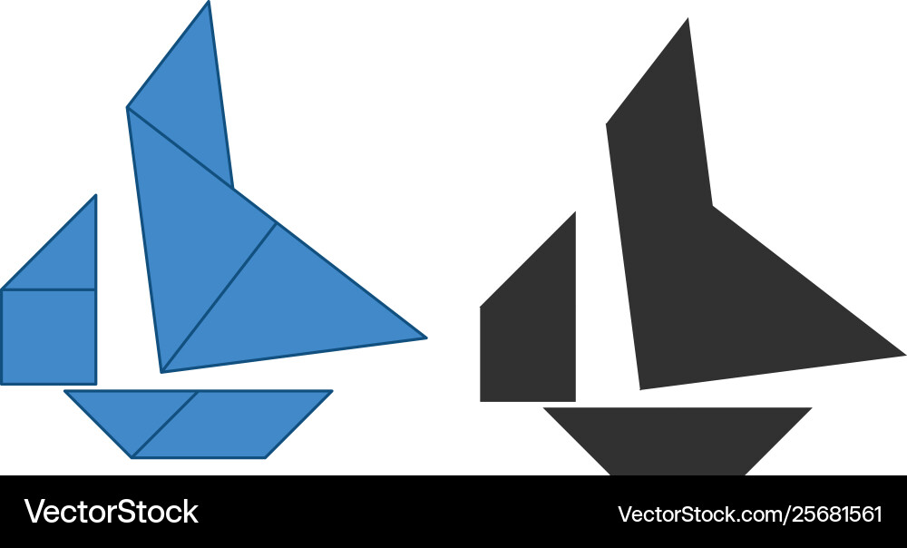 Boat tangram traditional chinese dissection Vector Image