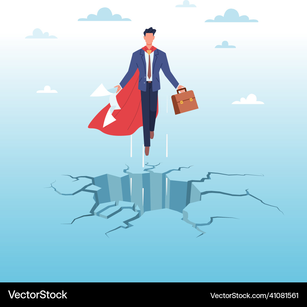 Breakthrough in the case businessman superhero Vector Image