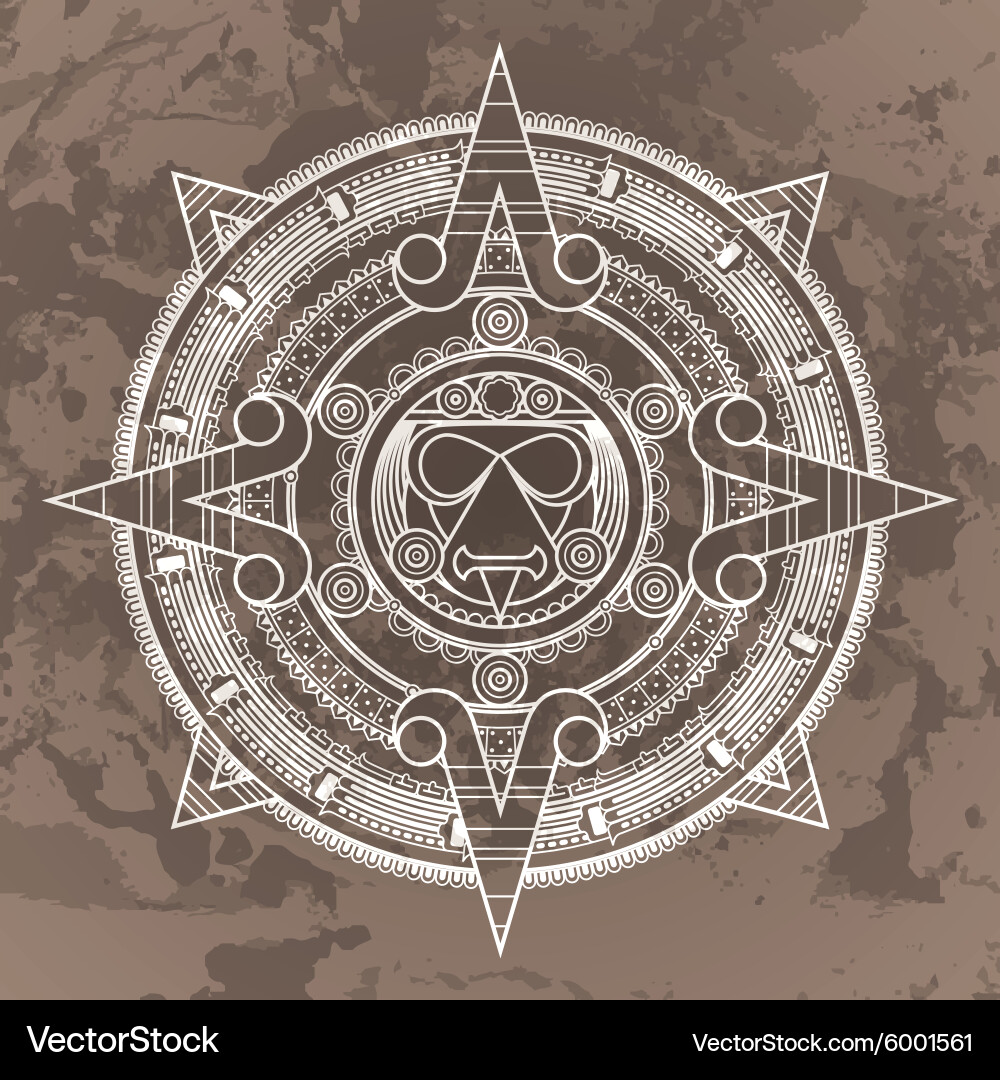Circular pattern in the style of the aztec Vector Image