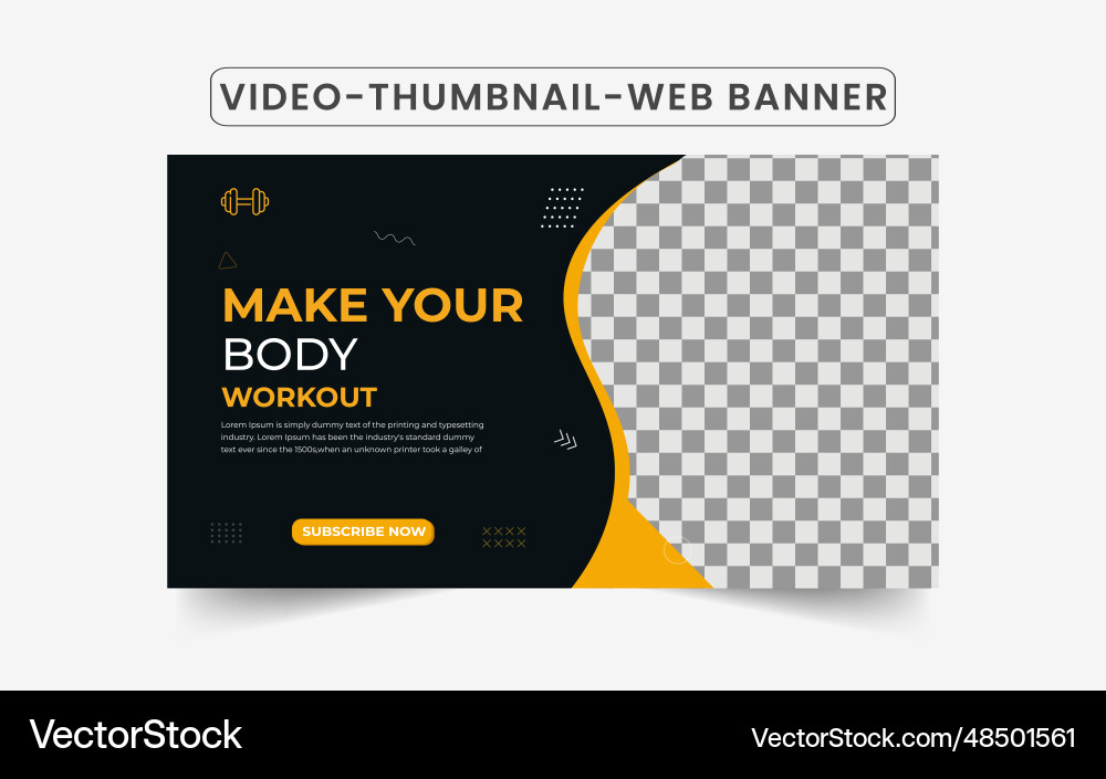 Fitness gym training video thumbnail design Vector Image