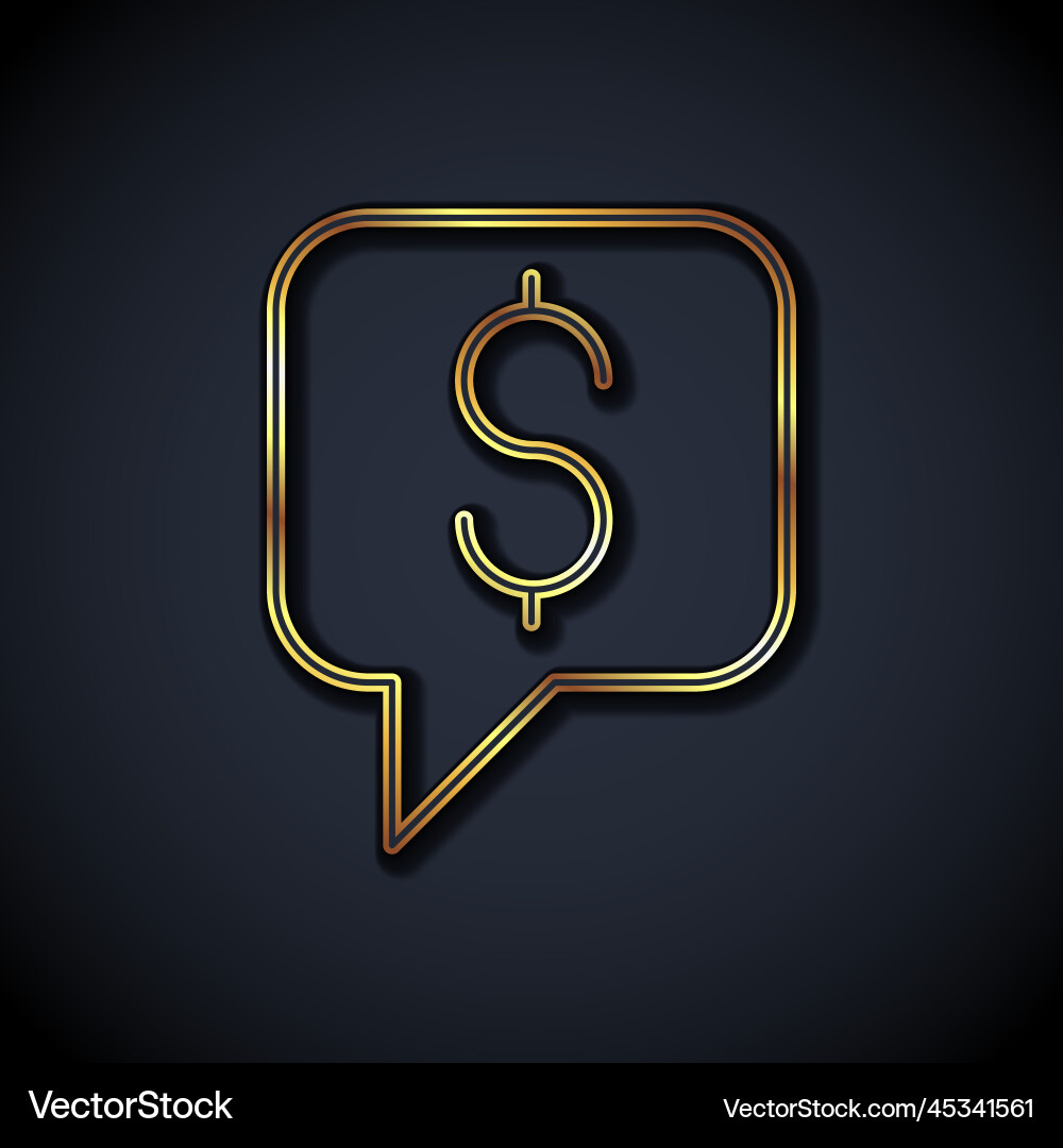 Gold line paid support icon isolated on black Vector Image