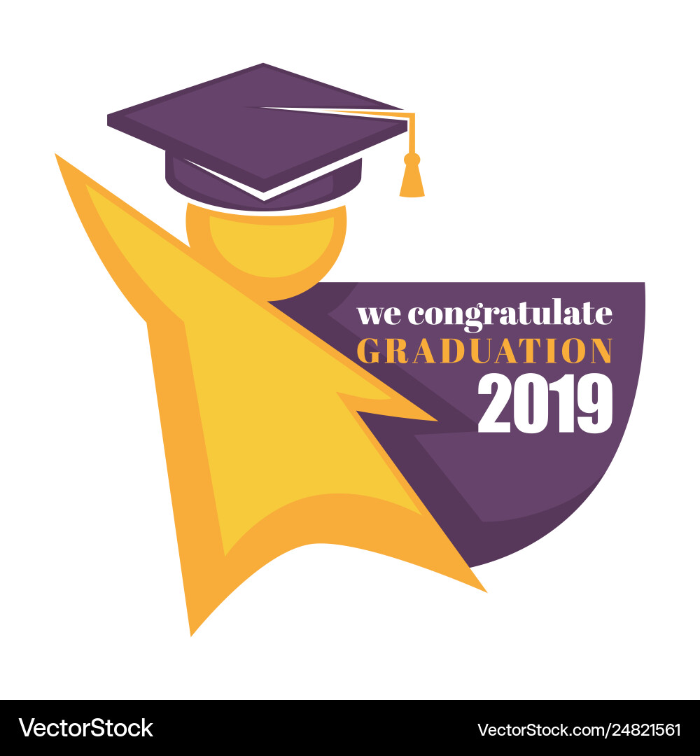 Graduation isolated greeting icon or logo Vector Image