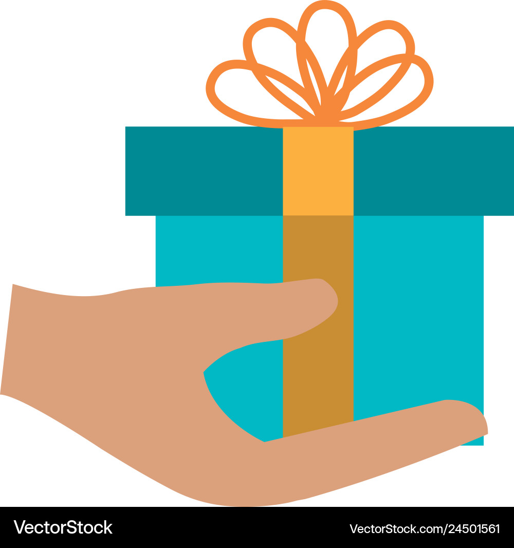 Hand with gift box present Royalty Free Vector Image