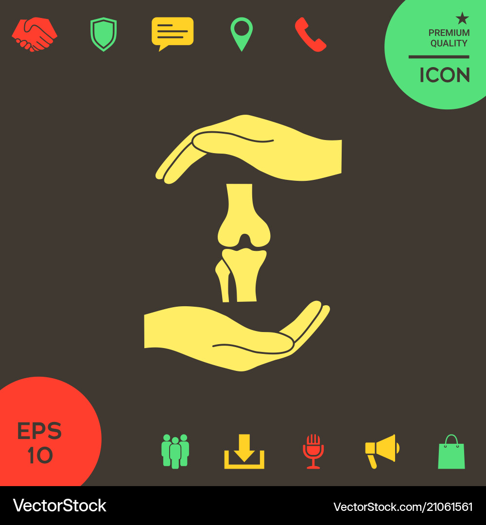 Hands holding knee-joint - protection symbol Vector Image