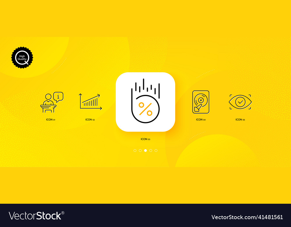 Hdd podium and chart minimal line icons for web Vector Image