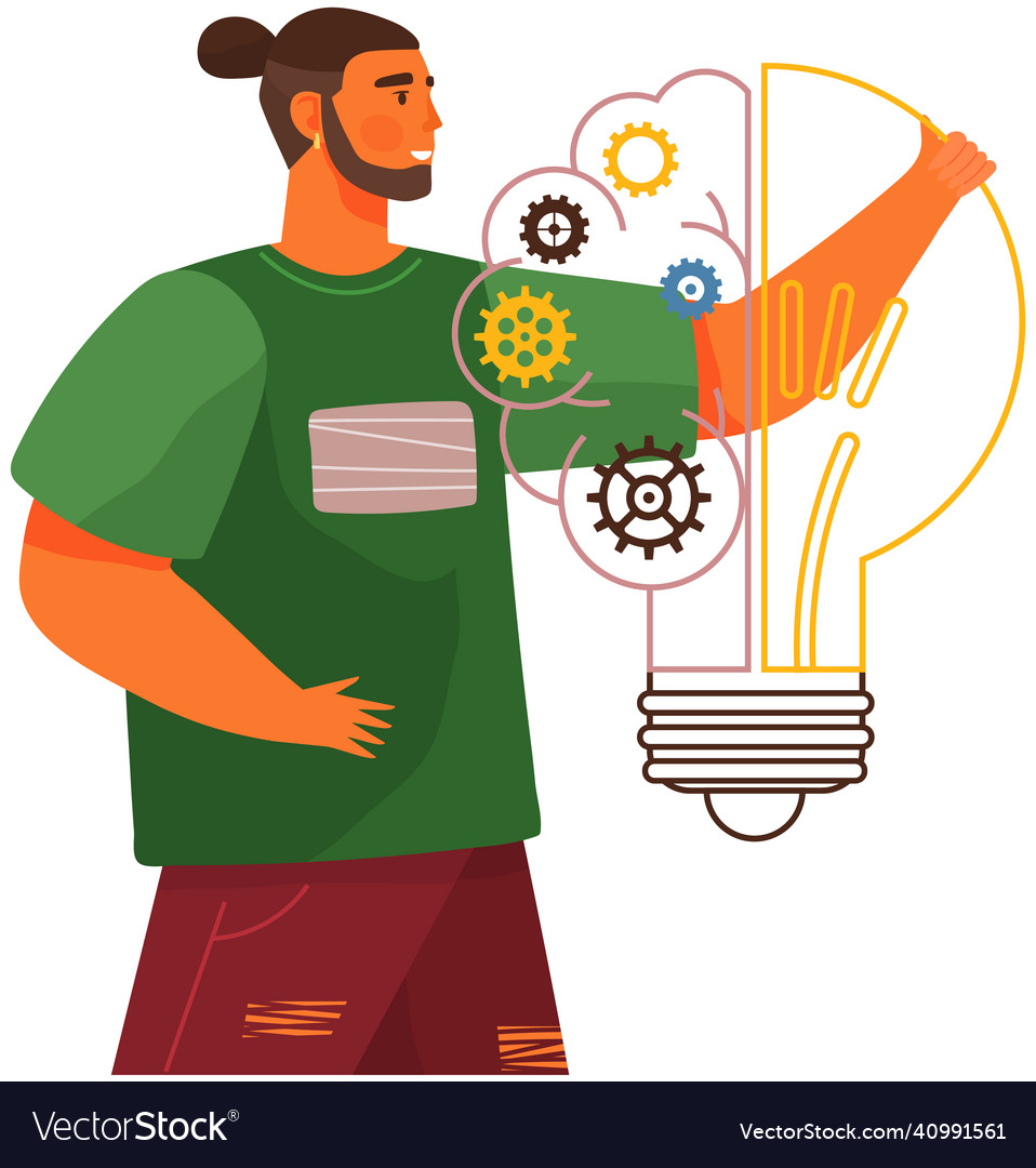 Man creating new idea developing creative thiking Vector Image