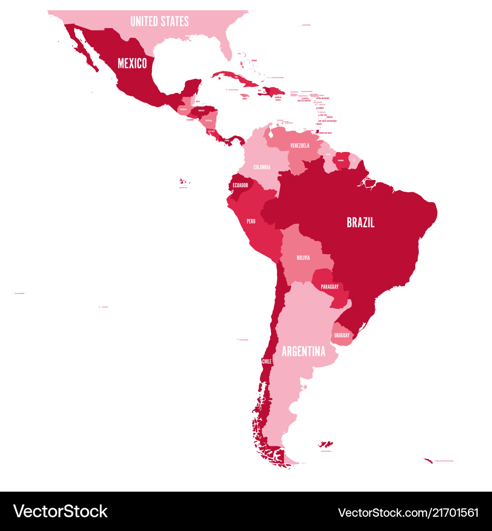 Political map latin america simple flat Royalty Free Vector