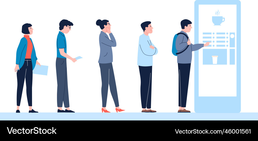 Waiting line to coffee machine morning popular Vector Image