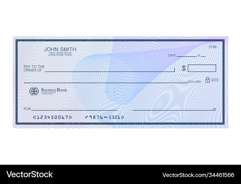 Blank bank cheque with abstract watermark Vector Image
