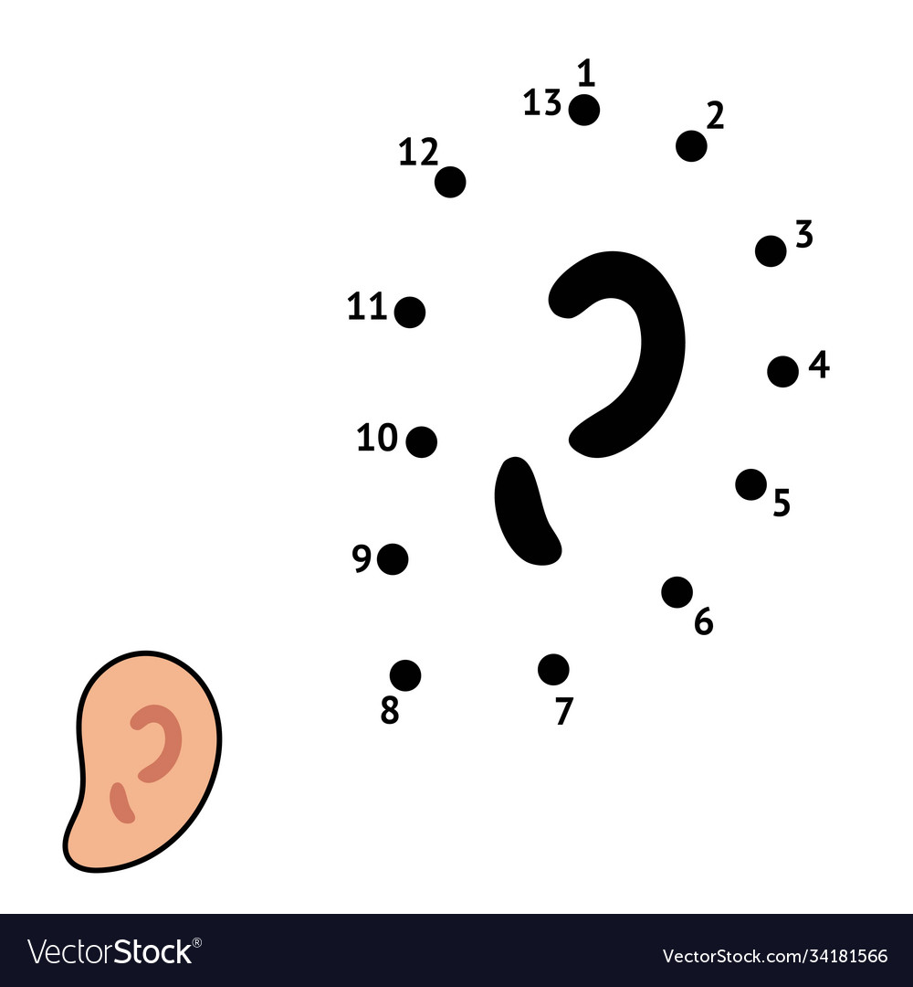 Connect Dots Game For Kids Body Parts Dot Vector Image