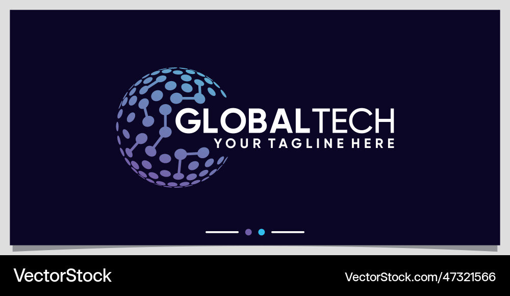 Global tech logo design inspiration with line art Vector Image