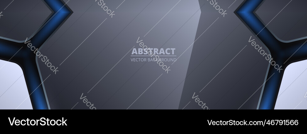 Grey and blue modern abstract wide banner Vector Image
