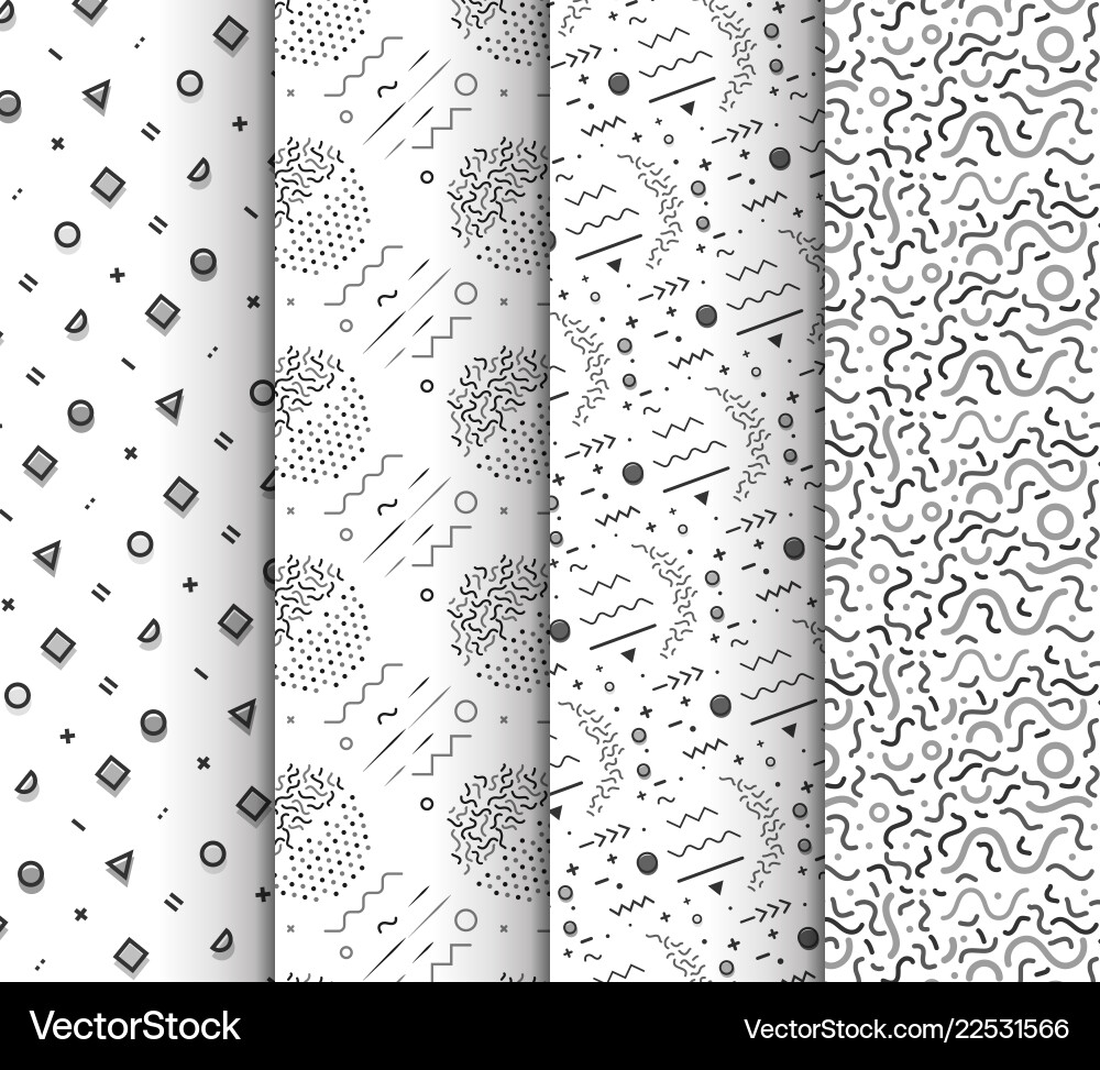 Memphis seamless patterns available in swatches Vector Image